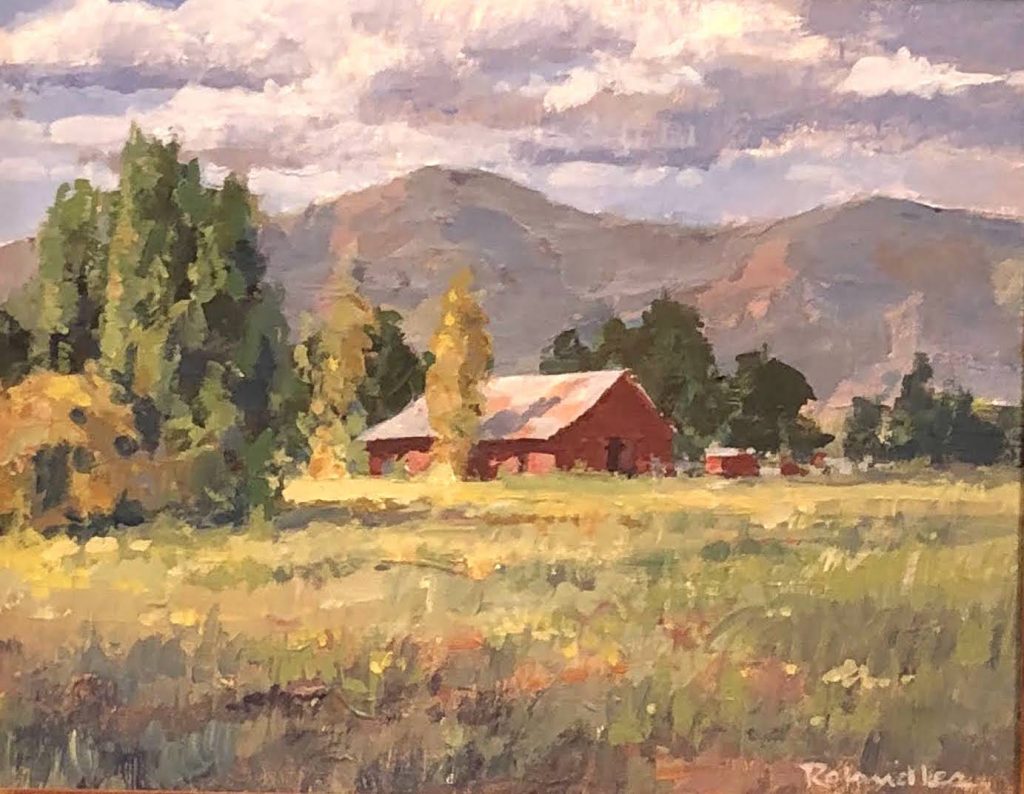 “Barn at Liberty Utah” Plein Air Acrylic on Panel – Roland Lee